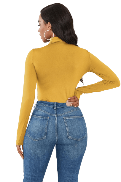 Body Manche Longue Femme Jaune | Vintage-Dressing