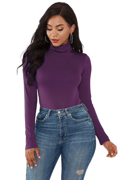 Body Manche Longue Femme Violet | Vintage-Dressing