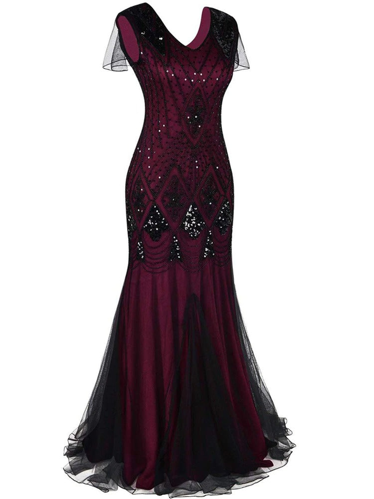 Robe Gatsby Longue Haute Couture Pourpre | Vintage-Dressing